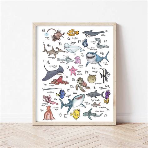 Finding Nemo Alphabet Poster Printable Wall Art Abc Poster Etsy Hong Kong