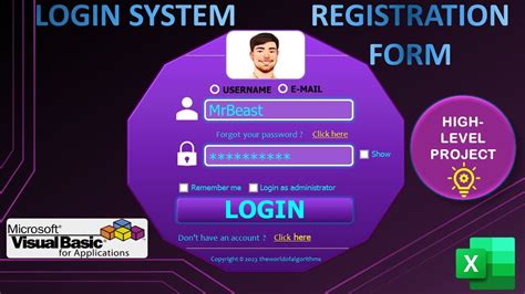 How To Create A Login And Registration Form Using Excel Vbafull