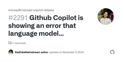 github copilot is showing an error that language model unavailable · issue 2291 · microsoft