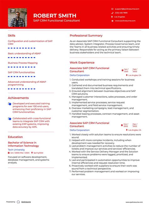 10 Sap Crm Functional Consultant Resume Samples And Templates For 2025