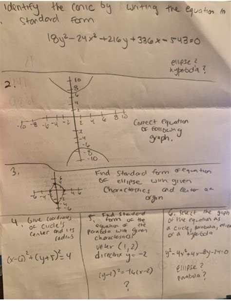 Identify The Conic By Writing The Equation In Chegg Com