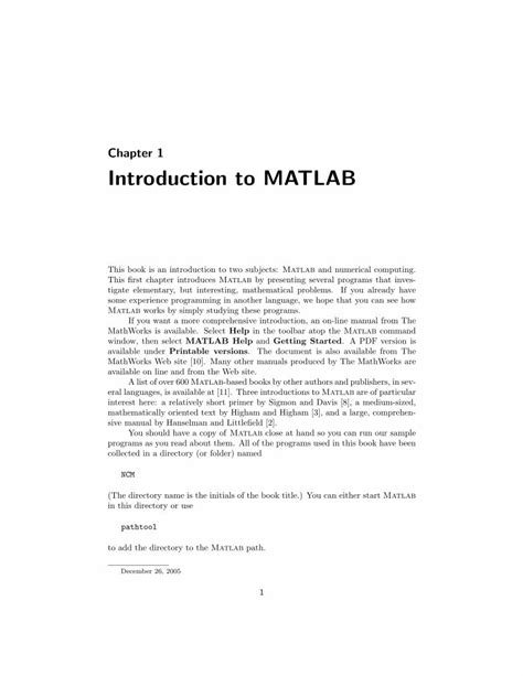 Pdf Chapter 1 Introduction To Matlab Mathunipditmichelamoler