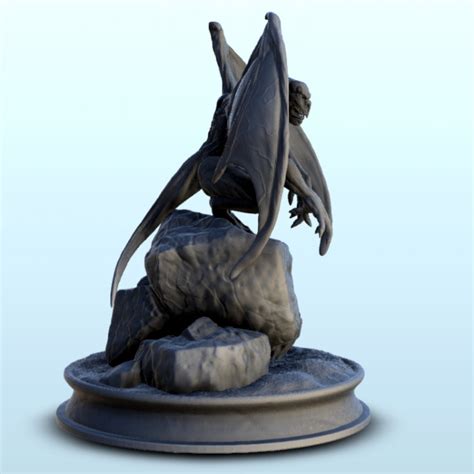 3d Printable Winged Devil On A Rock Creature Darkness War 15mm 20mm