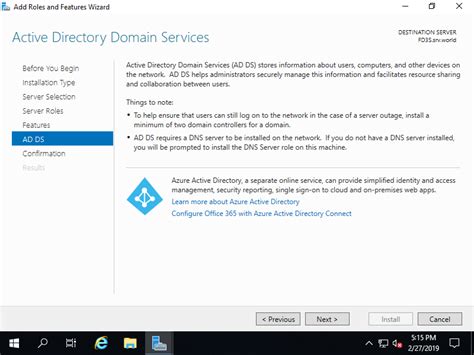 Windows Server 2019 Active Directory Install Server World