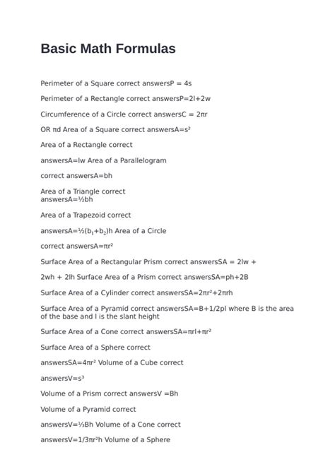 Basic Math Formulas Exam With 100 Correct Answers 2025 Basic Math Formulas Stuvia Us Basic Math Formulas Exam With 100 Correct Answers 2025 Basic Math Formulas Stuvia Us