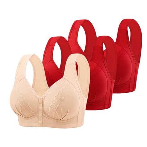 Glamorette Snap Front Bra Older Women Snap Front Bra Lace Embroidered