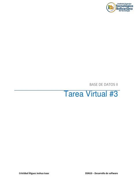 Deber 3 Base De Datos 2 Pdf Sql Datos