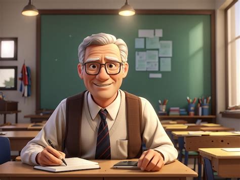Premium Photo Old Man Teacher With Glasses And A Suit On Is In Front