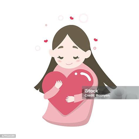 사랑 느낌 벡터 일러스트와 행복한 귀여운 소녀의 포옹 마음 감탄에 대한 스톡 벡터 아트 및 기타 이미지 감탄 개념 개념과 주제 Istock