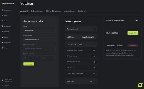 Account Settings Patchstack Docs