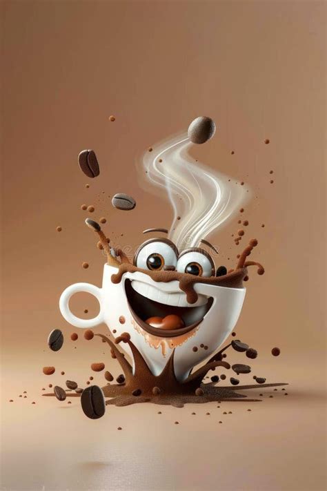 Adorable Java Joy 3d Cute Cartoon Happy Coffee Bean Character With Steam Bringing A Smile