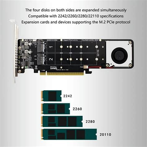 FOR Double Sided 4 Disk NVME Raid PCI E X16 Split Card PCI E X16 To M 2 M Key NVME X4SSD RAID