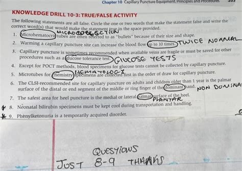Solved Knowledge Drill 10 3 Truefalse Activity The