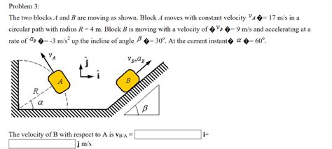Solved Problem The Two Blocks A And B Are Moving As Chegg