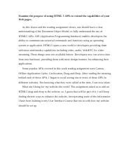 Exploring HTML5 APIs For Enhanced Web Development Course Hero