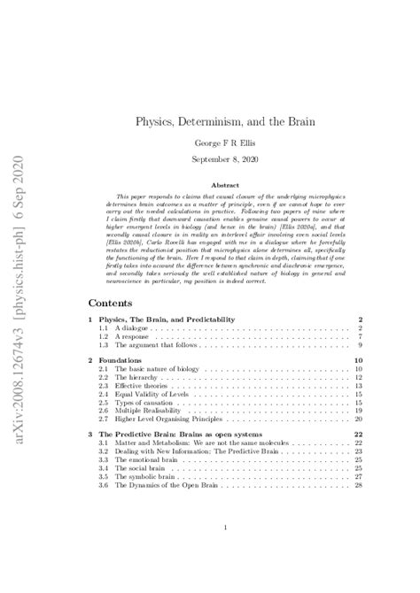 Pdf Physics Determinism And The Brain