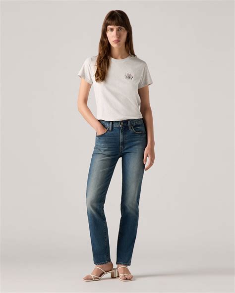 724™ Raka Jeans Med Hög Midja Blå Levis® Se