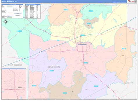 Madison County Tn Wall Map Color Cast Style