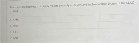 Solved An Iterative Methodology That Rapidly Repeats The