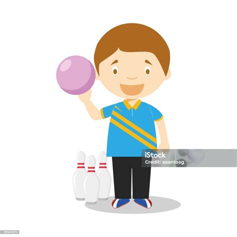 Illustrations De Vecteur De Dessin Animé De Sports Bowling Vecteurs