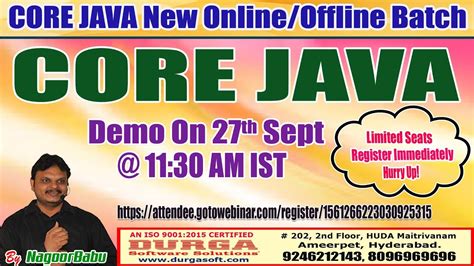 Core Java Online Training In Durgasoft Youtube