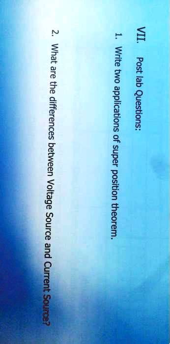 solved write two applications of superposition theorem vii post lab