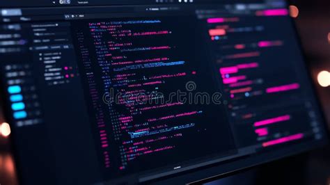 Green Source Code Displayed On A Monitor With A Black Background Showcasing Various Coding