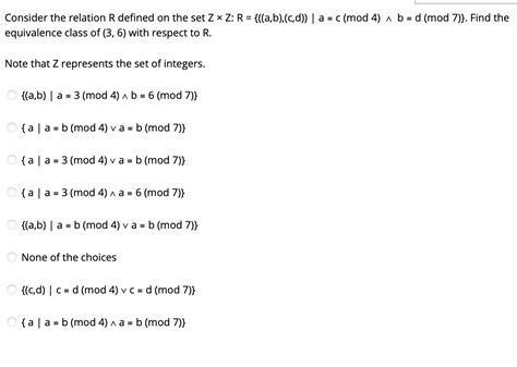 Solved D Mod 7 Find The Consider The Relation R
