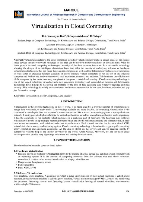 Pdf Virtualization In Cloud Computing