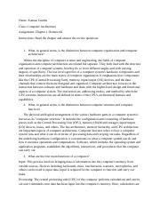 Assignment CS Docx Name Xannae Gumbs Class Computer Architecture Assignment Chapter