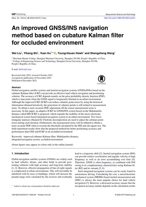 An Improved Gnssins Navigation Method Based On Cubature Kalman Filter