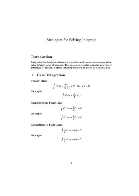 Integration Cheatsheet Strategies For Solving Integrals Introduction Integration Is A