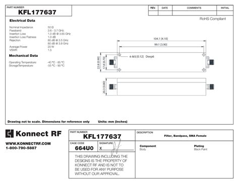Filter Bandpass Sma Female 1 0 Db Insertion Loss 3600~3700mhz