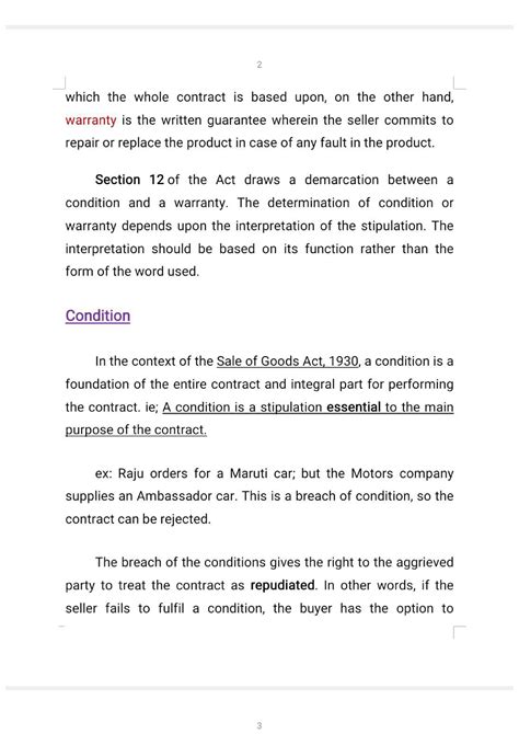 Contract Conditions And Warranty LLB Studocu