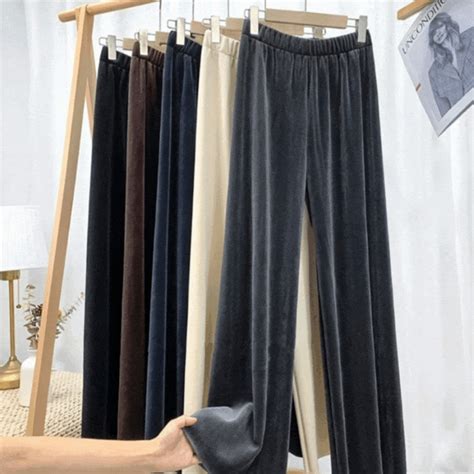 데일리템초강추 벨벳 밍크 와이드 밴딩 팬츠 융털 밍크기모바지 에이블리