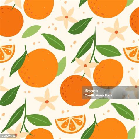 오렌지와 꽃이 있는 열 대 여름 완벽 한 패턴입니다 감귤류 과일 배경입니다 종이 표지 직물을 위한 현대 유행 디자인 벡터 일러스트 레이 션입니다 감귤에 대한 스톡 벡터 아트