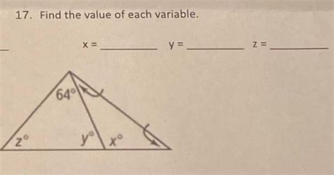 Solved 17 Find The Value Of Each Variable X Y Z 640