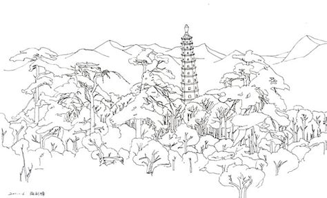 避暑山庄手绘景点插画艺术插画南靖秋原创作品 站酷zcool