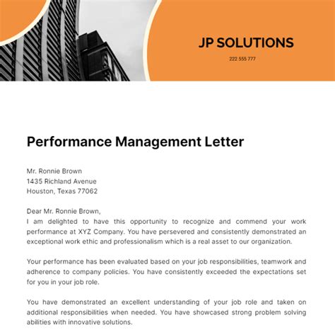 Free Performance Letter Templates And Examples Edit Online And Download