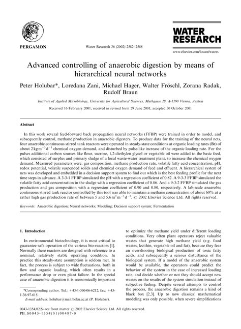 pdf advanced controlling of anaerobic digestion by means of hierarchical neural networks