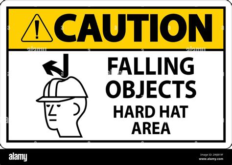 Caution Sign Falling Objects Hard Hat Area Stock Vector Image Art Alamy
