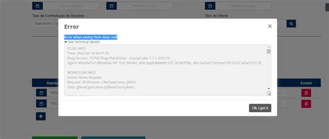 Problema Ao Salvar O Formulário Error When Saving Form Data Null
