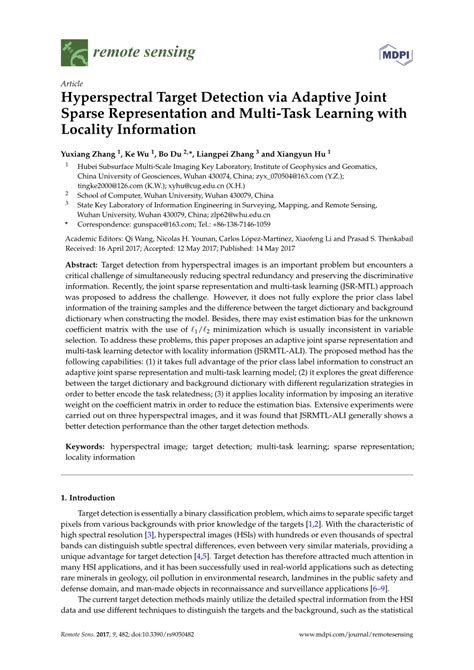 pdf hyperspectral target detection via adaptive joint sparse