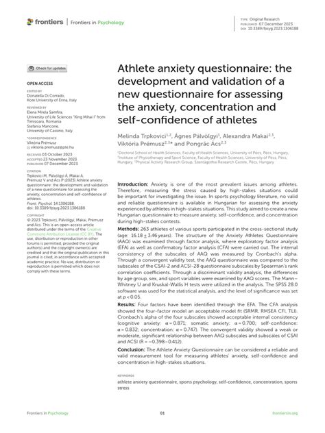 Athlete Anxiety Questionnaire The Development And Pdf Factor Analysis Cronbachs Alpha