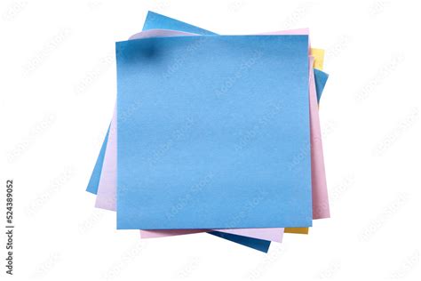 Untidy Pile Various Colors Blue Square Sticky Post It Note Isolated