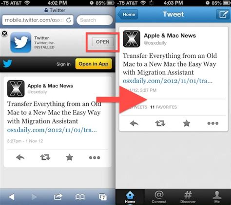 Open The Twitter App Directly From Safari In Ios 6