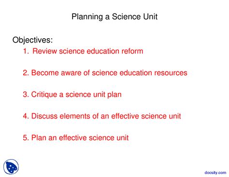 Planning A Science Unit Secondary Science Methods Lecture Slides