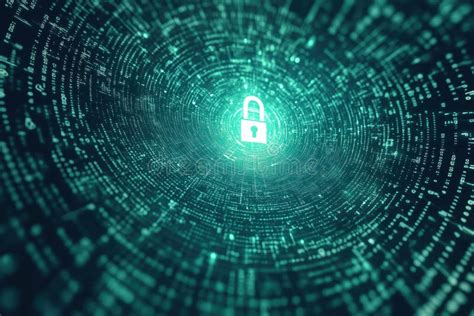 A Digital Padlock Surrounded By Flowing Binary Code Representing Data