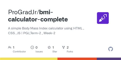 Github Progradjrbmi Calculator Complete A Simple Body Mass Index Calculator Using Html Css