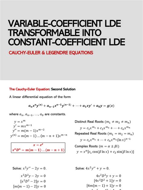variable to constant coefficient ldes cauchy euler legendre linear